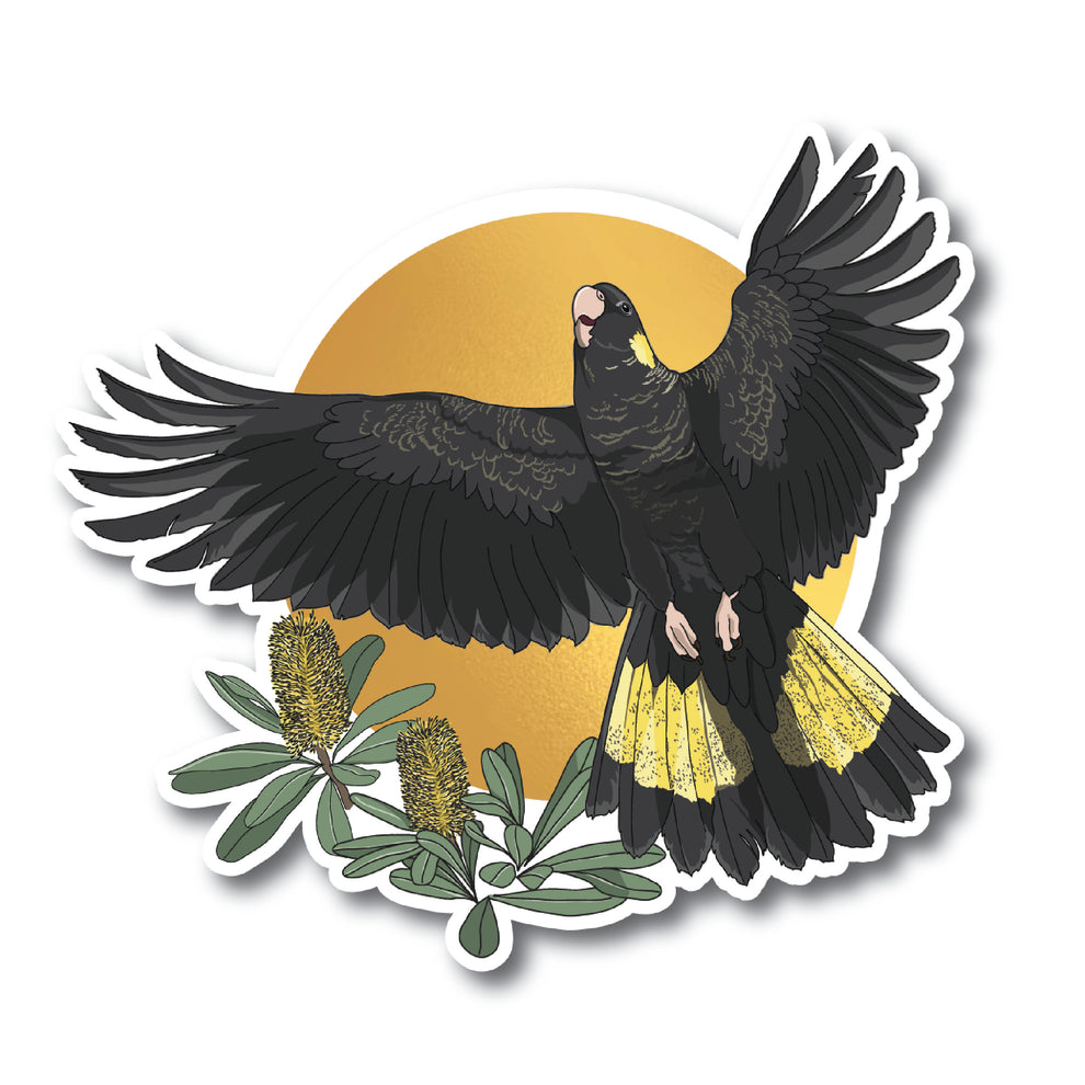 SHINY GOLD BLACK COCKATOO STICKER – Little Green Mini Creative